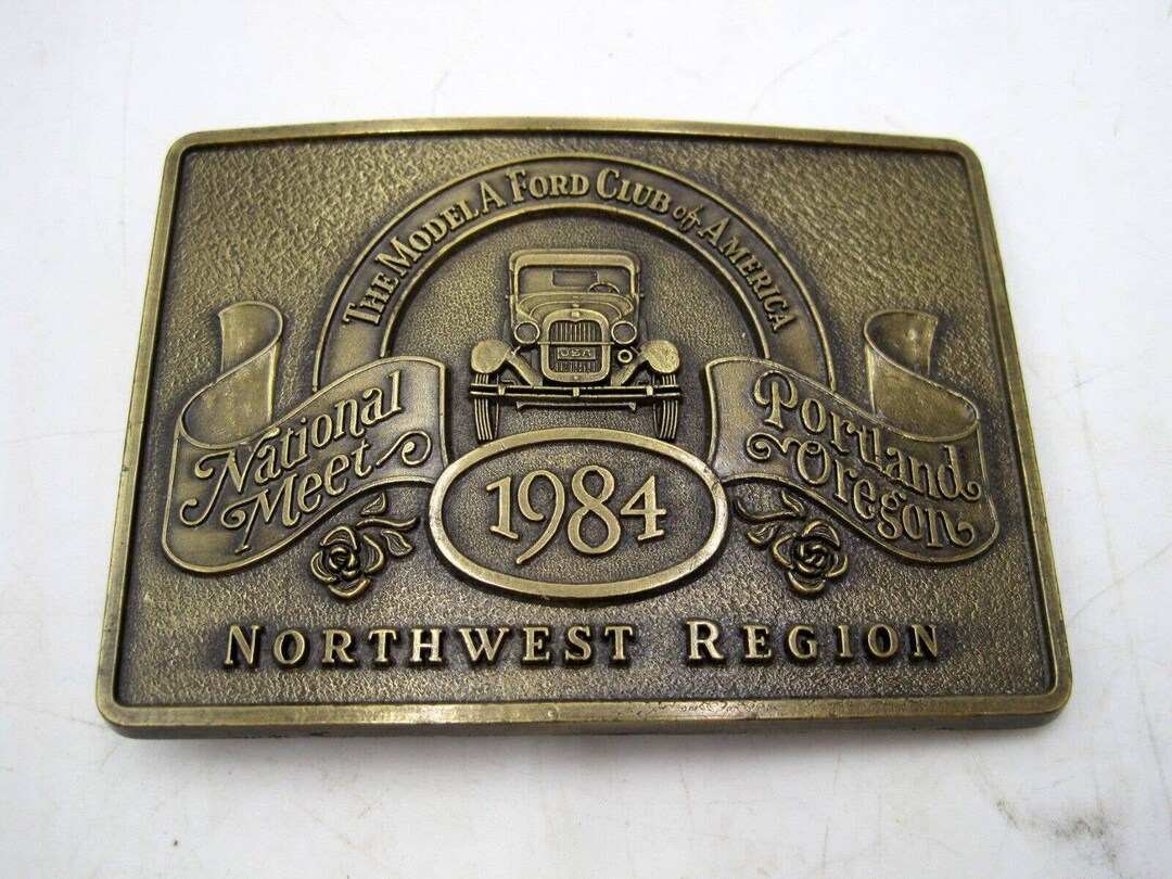 R.J. Roberts Belt Buckle the Model A Ford Club 1984 National Portland ...