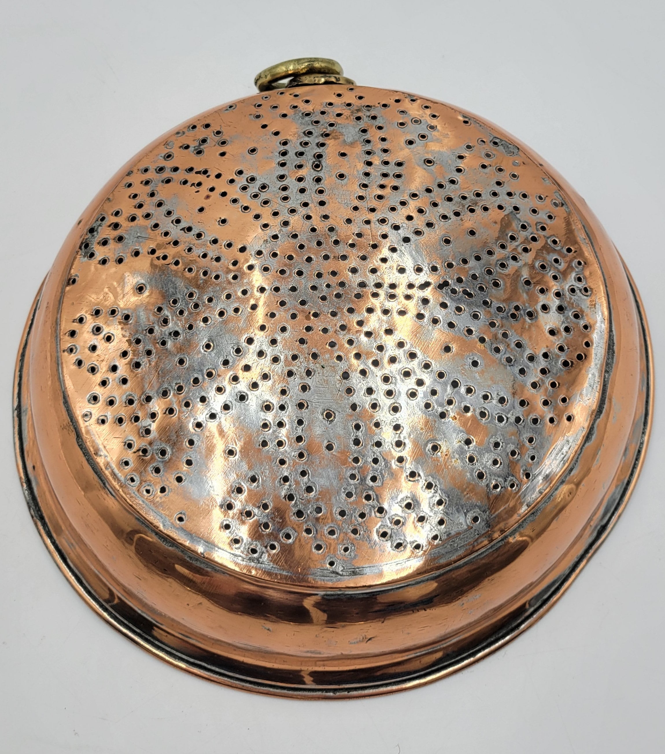 RARE Antique French Primitive Copper Fruit Colander Strainer Sieve 11 ...