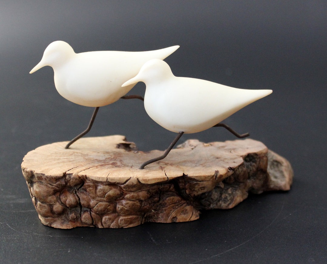 Vintage JOHN PERRY Sculpture Seagulls on Burl Wood Signed by Artist - Etsy
