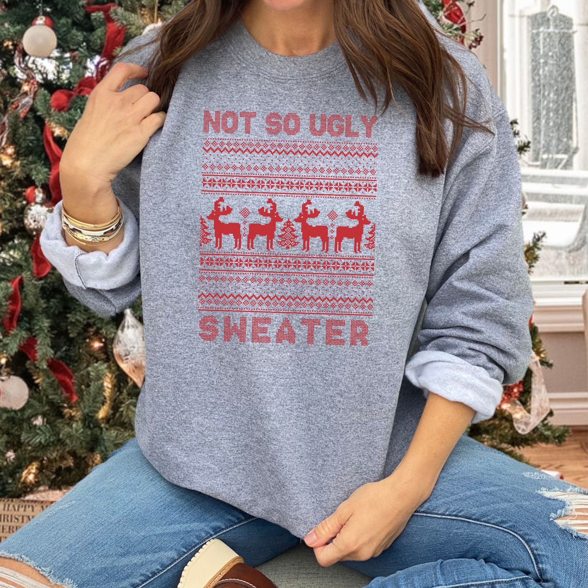 Ugly Christmas Sweater Funny, Holiday Family Portrait, Crewneck ...