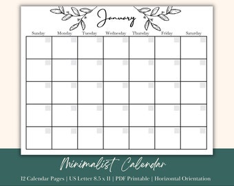 Printable Horizontal Calendar - Etsy