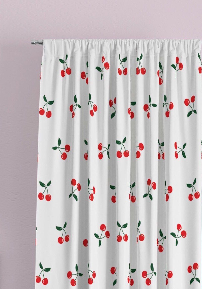 Cherry Curtains, Single Panel Curtain, Cherries Window Treatment - Etsy