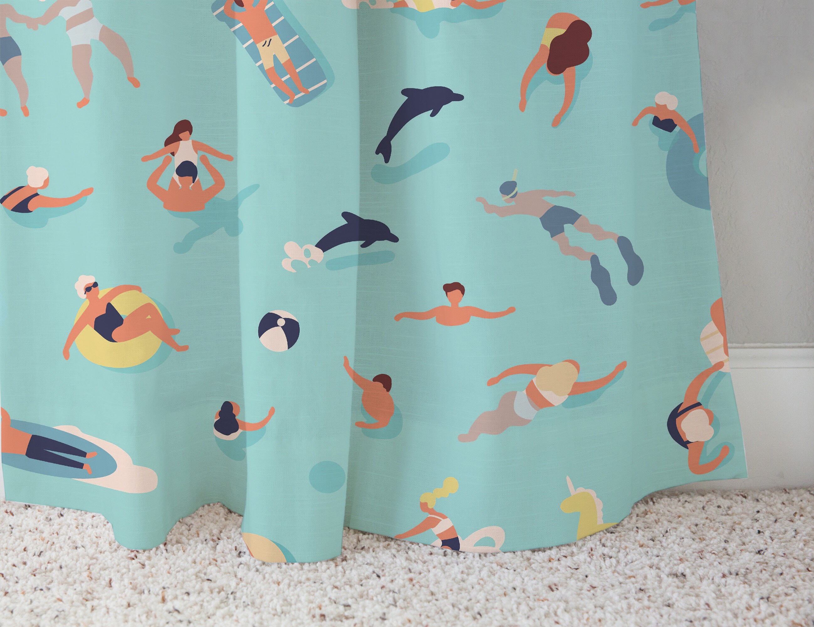 Swimmers Curtain, Single Panel Curtain, Beach House Curtains, Ocean ...