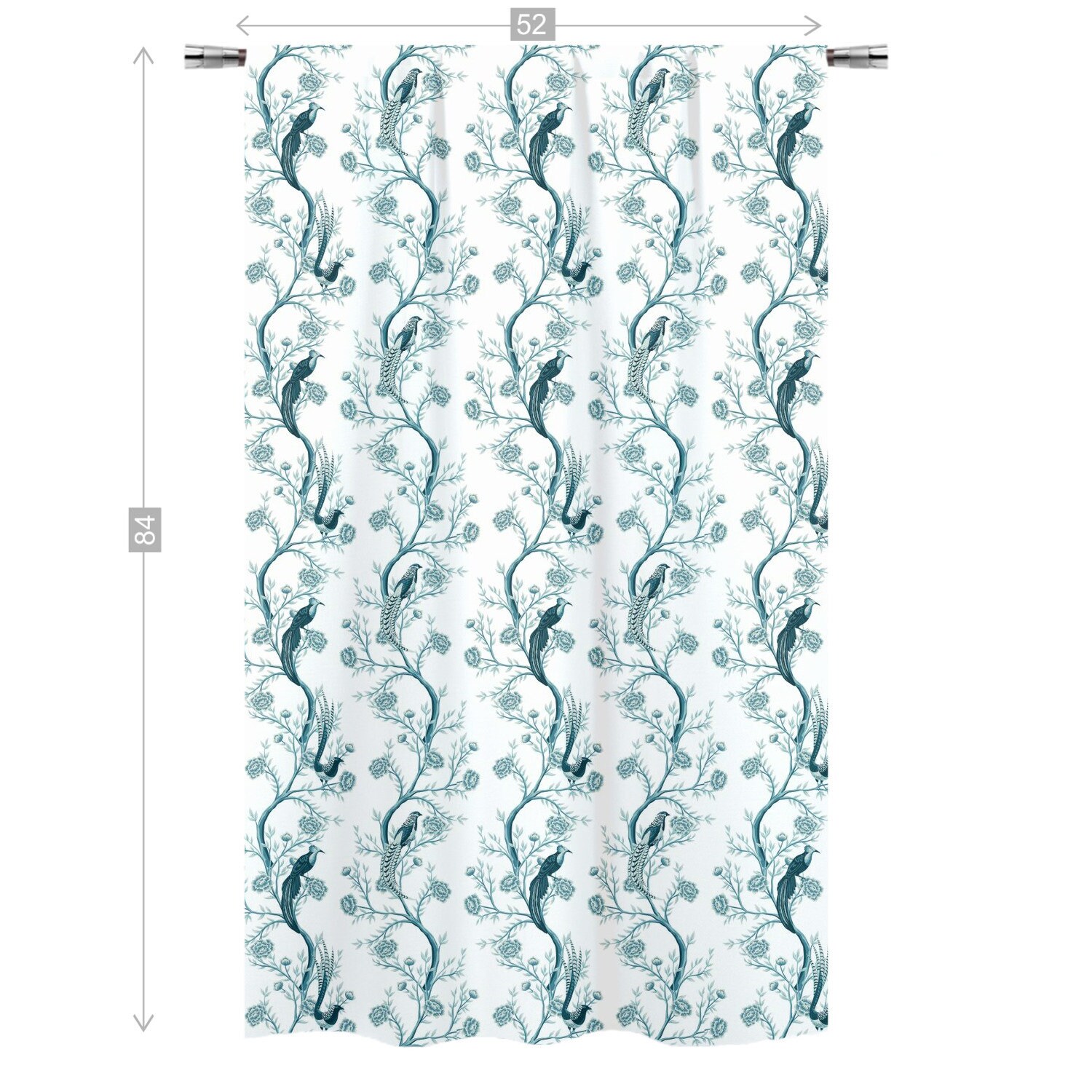 Blue Bird Chinoiserie Curtain, Single Panel Curtain, Bird Window ...