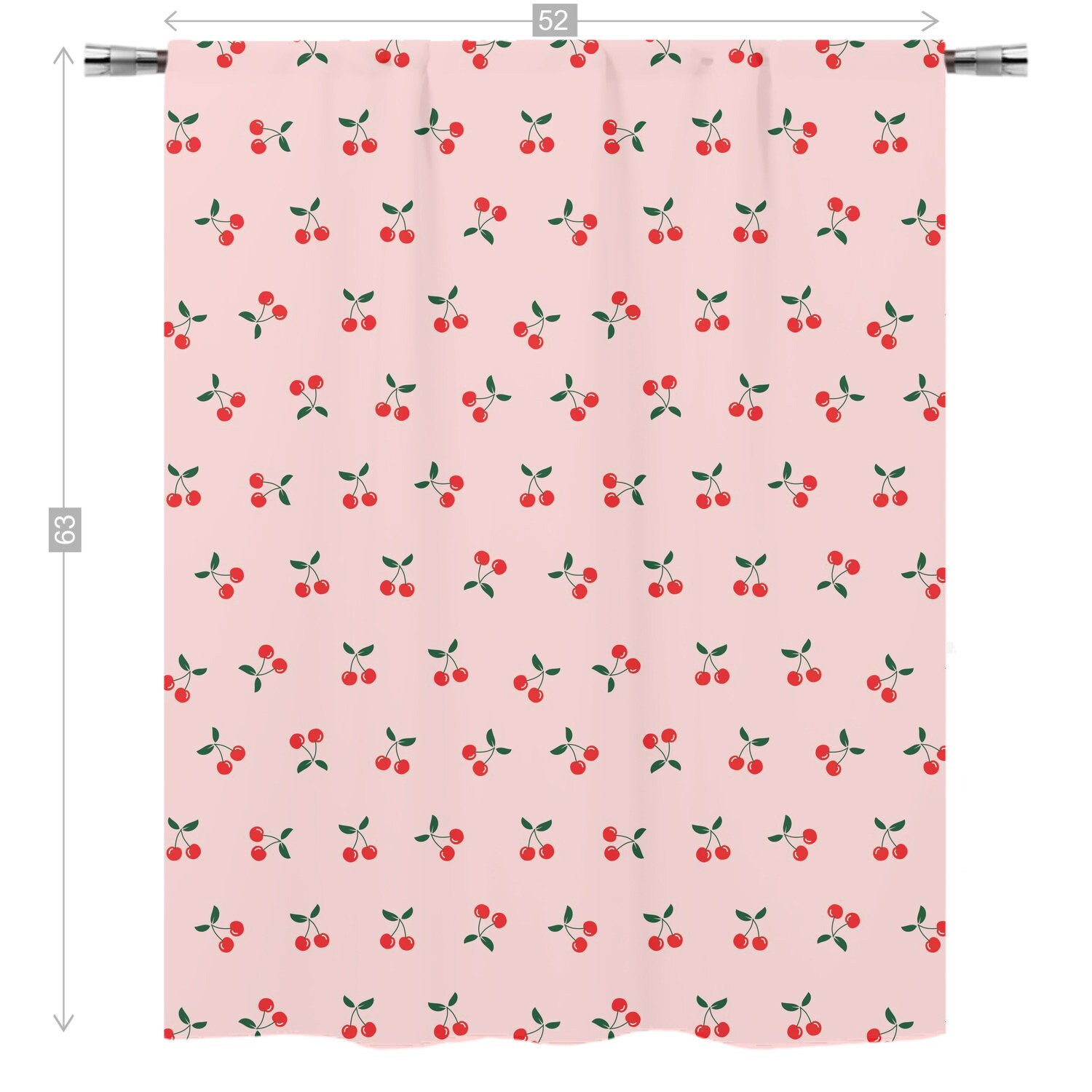 Pink Cherry Curtains, Single Panel Curtain, Cherries Curtain, Pink ...