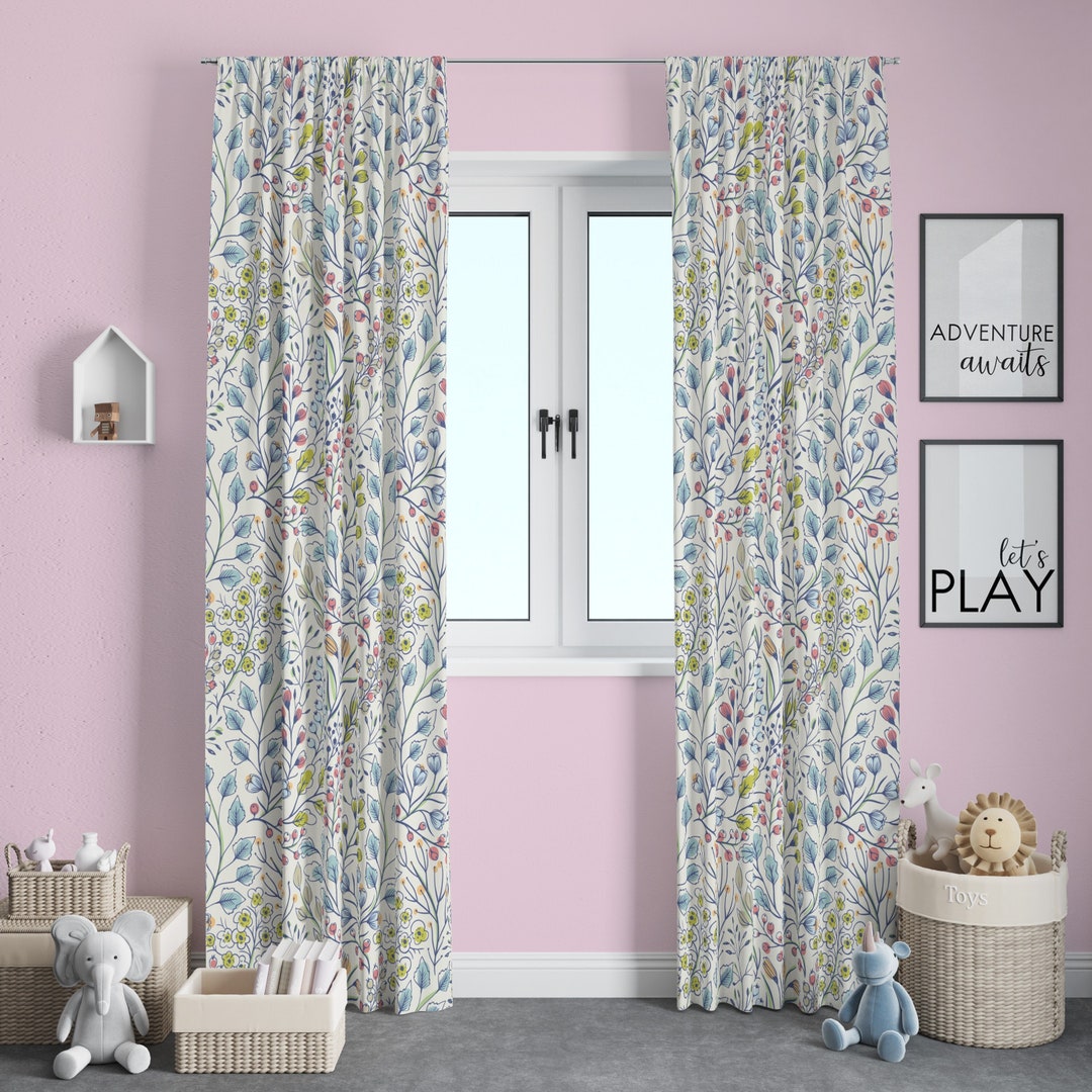 Colorful Botanical Curtain, Single Panel Curtain, Floral Curtains ...