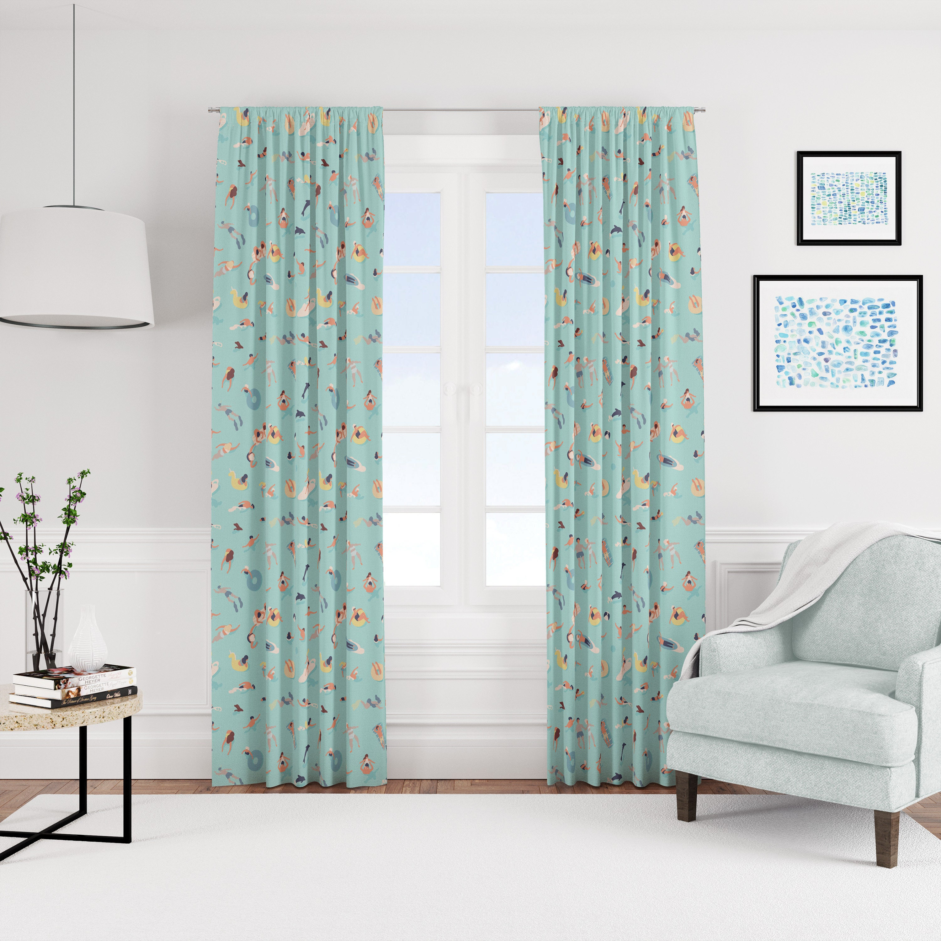 Swimmers Curtain, Single Panel Curtain, Beach House Curtains, Ocean ...