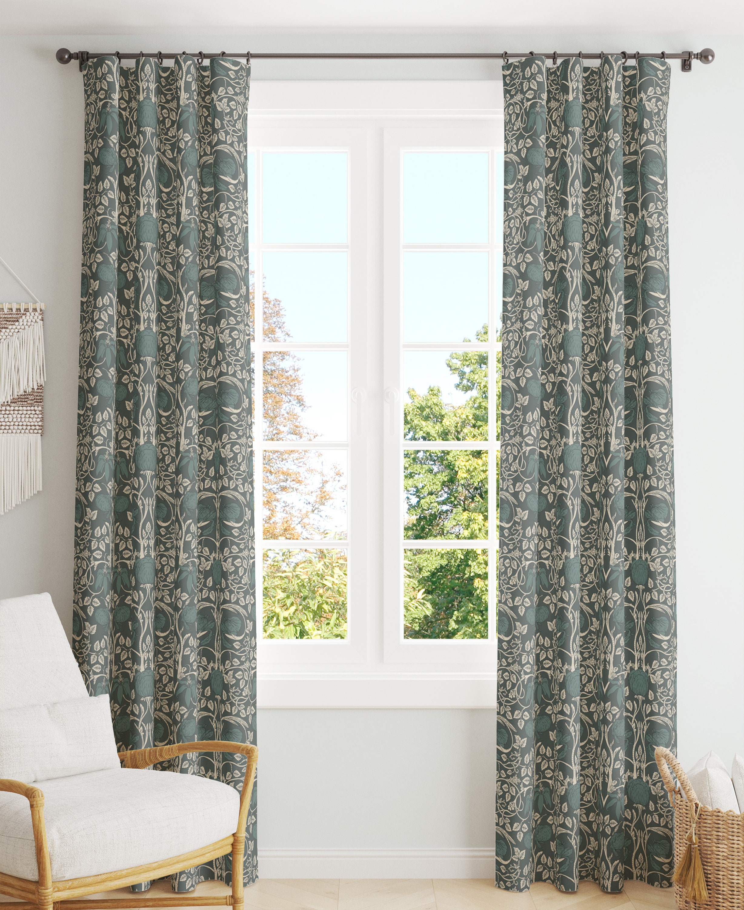 William Morris Style Curtain, Single Panel Curtain, Art Nouveau ...