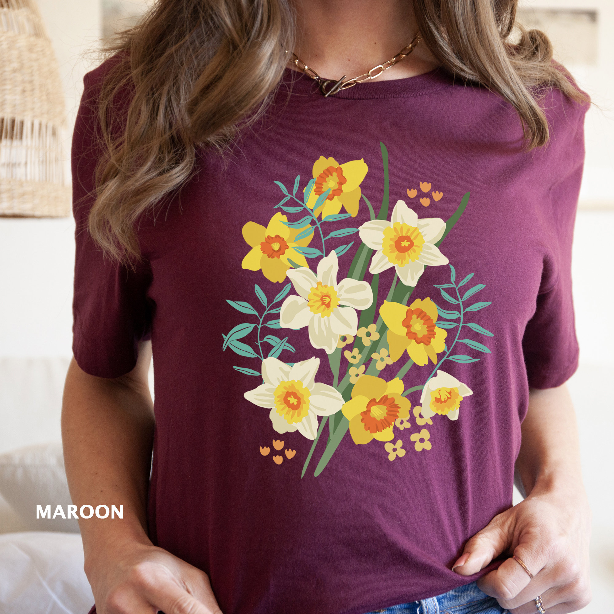 Daffodil Flowers Graphic Tee, Shirt for Women, Flower Bouquet T-shirt ...
