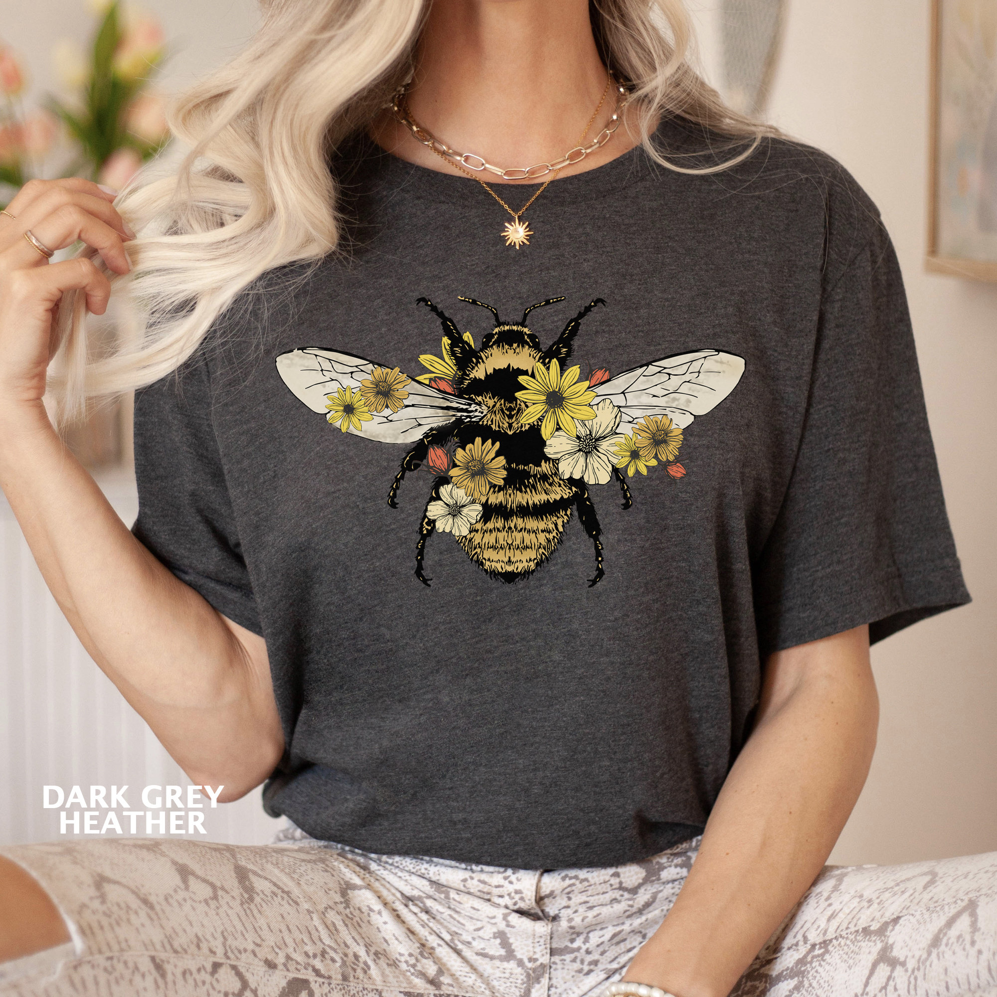 Bee Sunflower Shirt, Bee T-shirt, Nature Shirt, Summer Shirt, Cute Bee ...