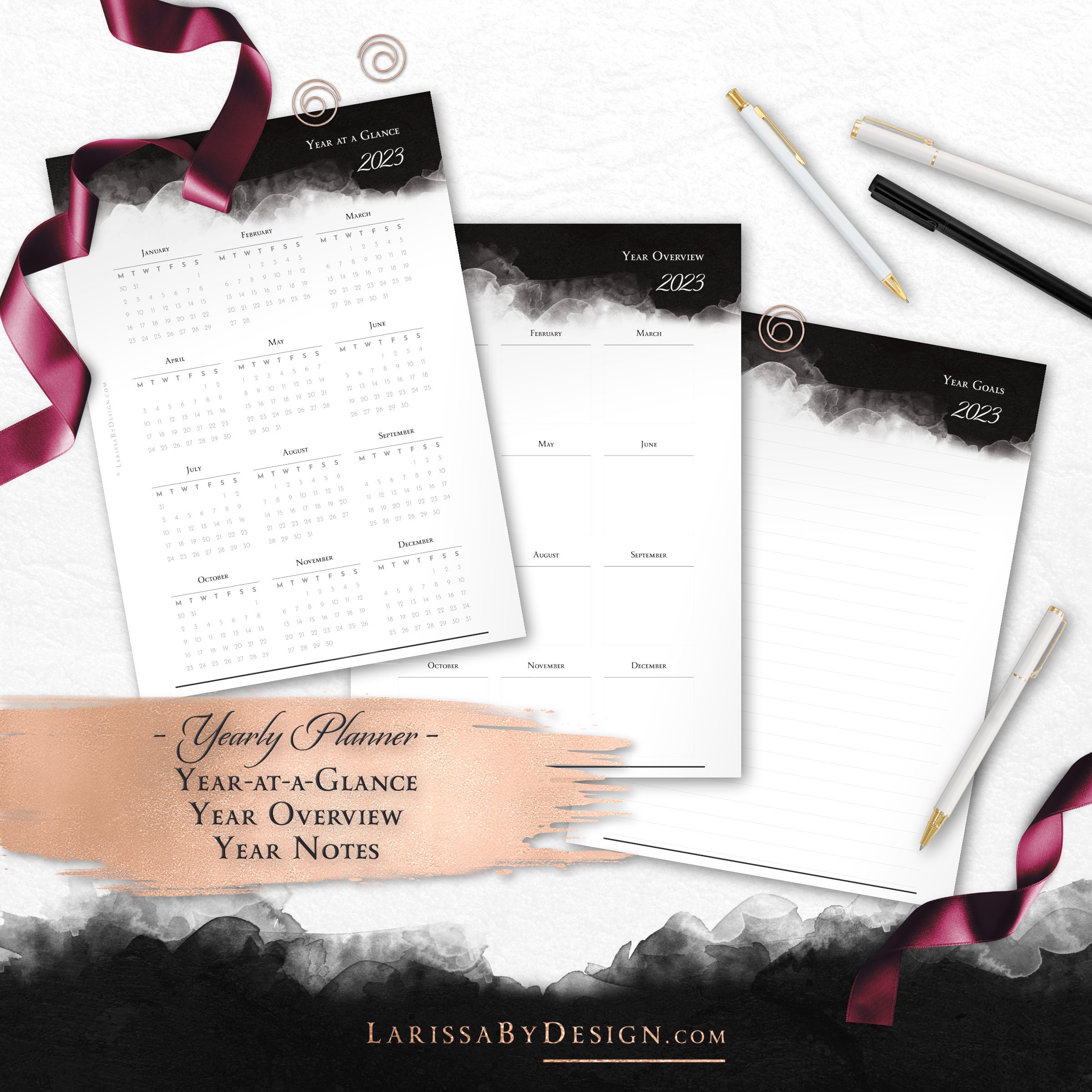 2023 Printable Bundle Year-at-a-glance Quarterly Planner Monthly ...