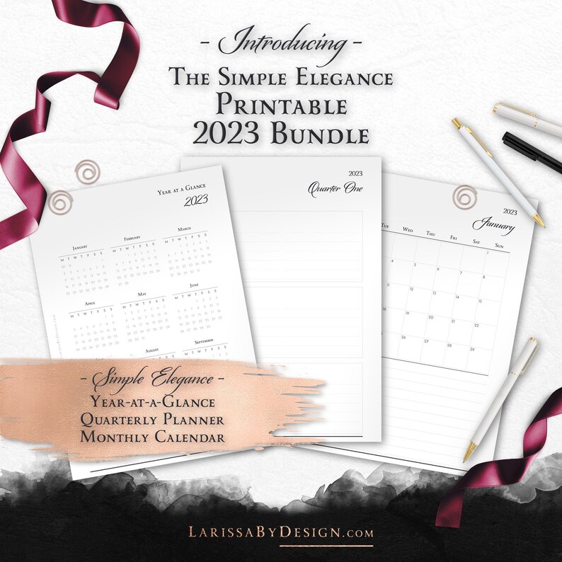 2023 Printable Bundle Year-at-a-glance Quarterly Planner Monthly ...