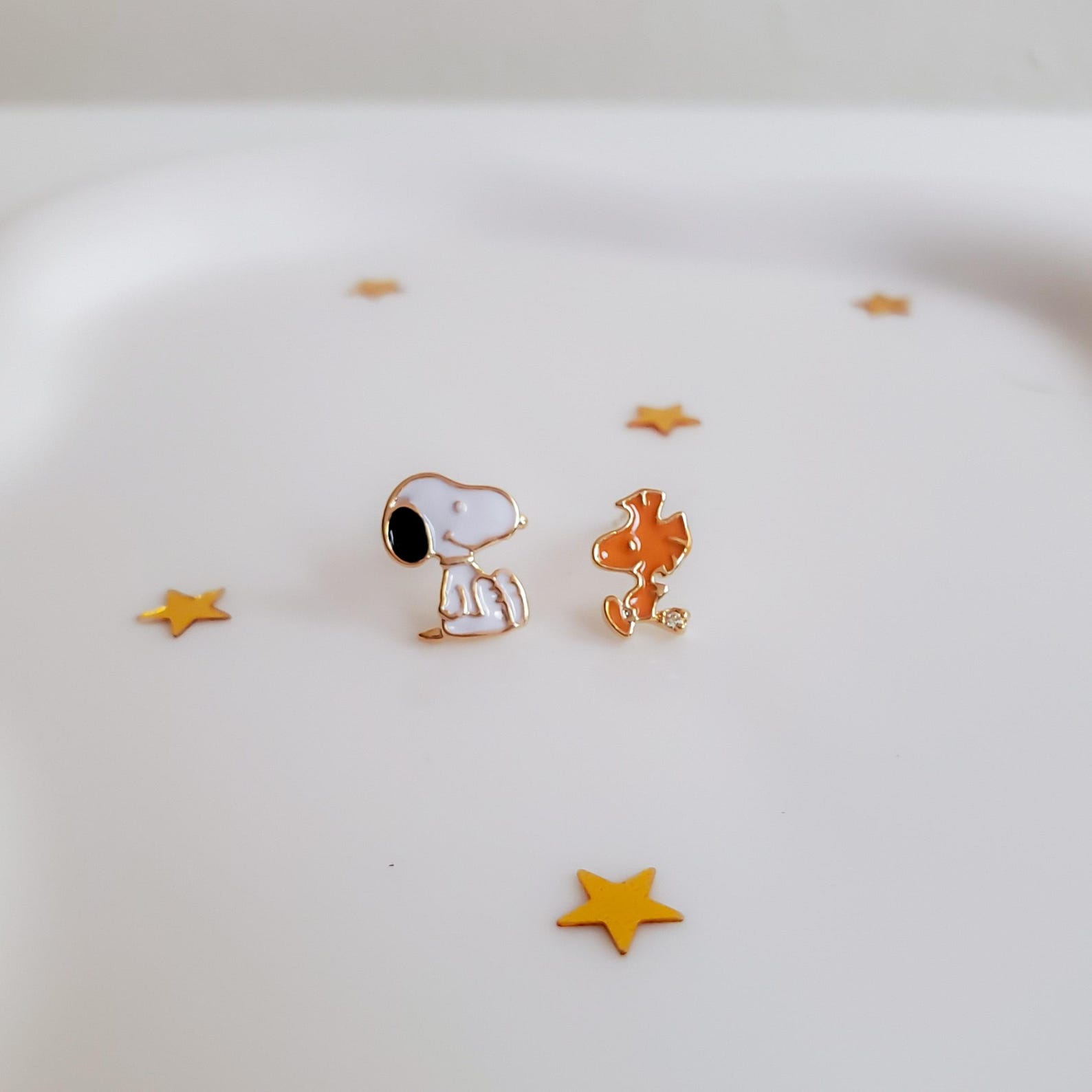 Snoopy Stud Earrings | 18K Gold Plated Peanuts Earrings, Charlie Brown ...
