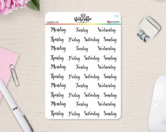 Days of the Week Script Stickers - Etsy