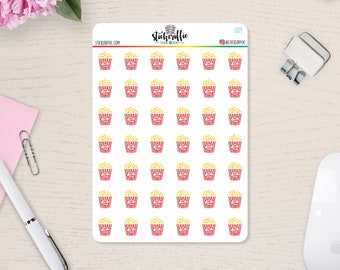 Popcorn Stickers, Movie Night Planner Stickers, Movie Time Sticker ...