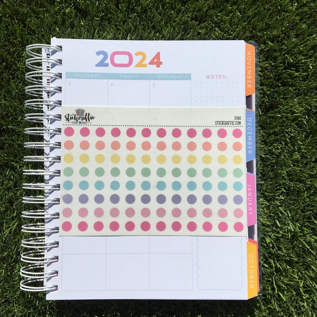 Clear / Transparent Pastel Rainbow Dots Planner Stickers 96 Round ...