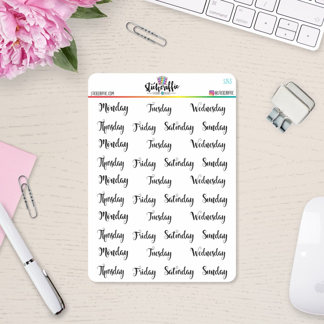 Clear / Transparent Days of the Week Script Planner Stickers S243 - Etsy