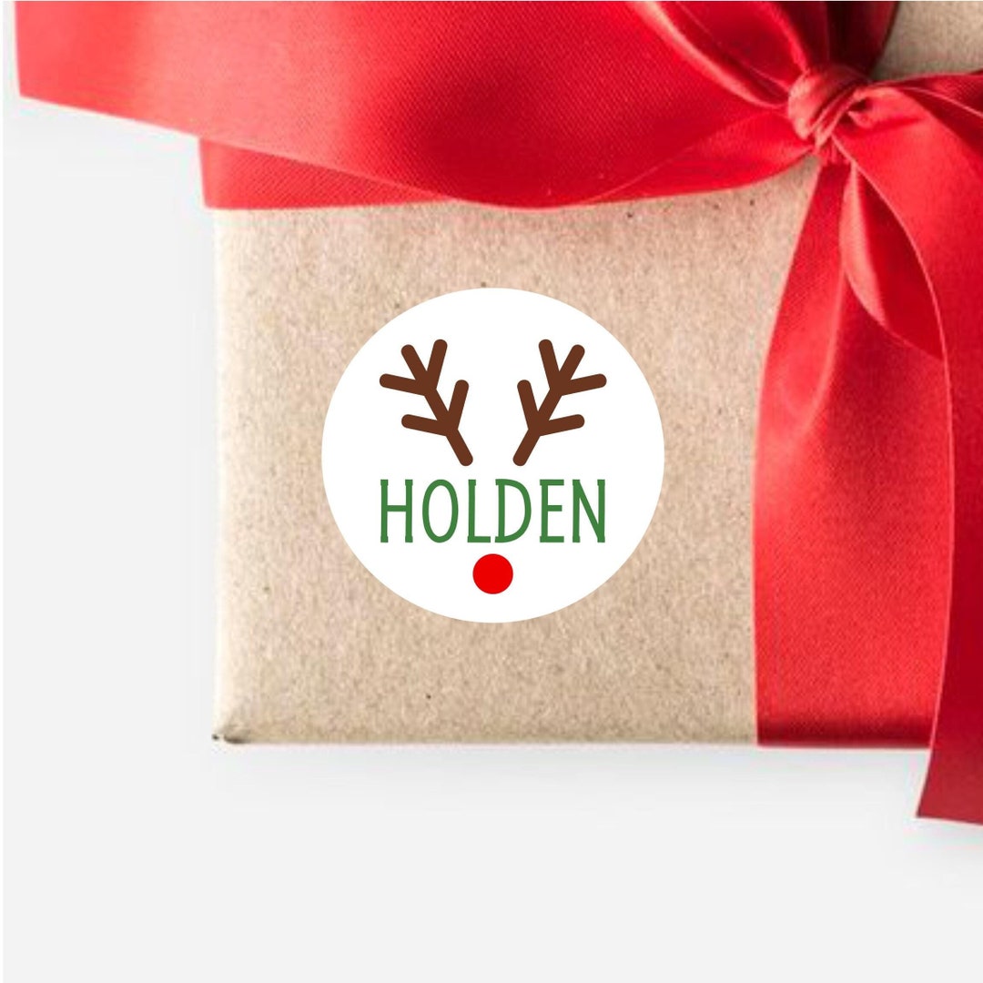 Personalized Christmas Name Stickers Rudolph Reindeer Tags Stickers ...