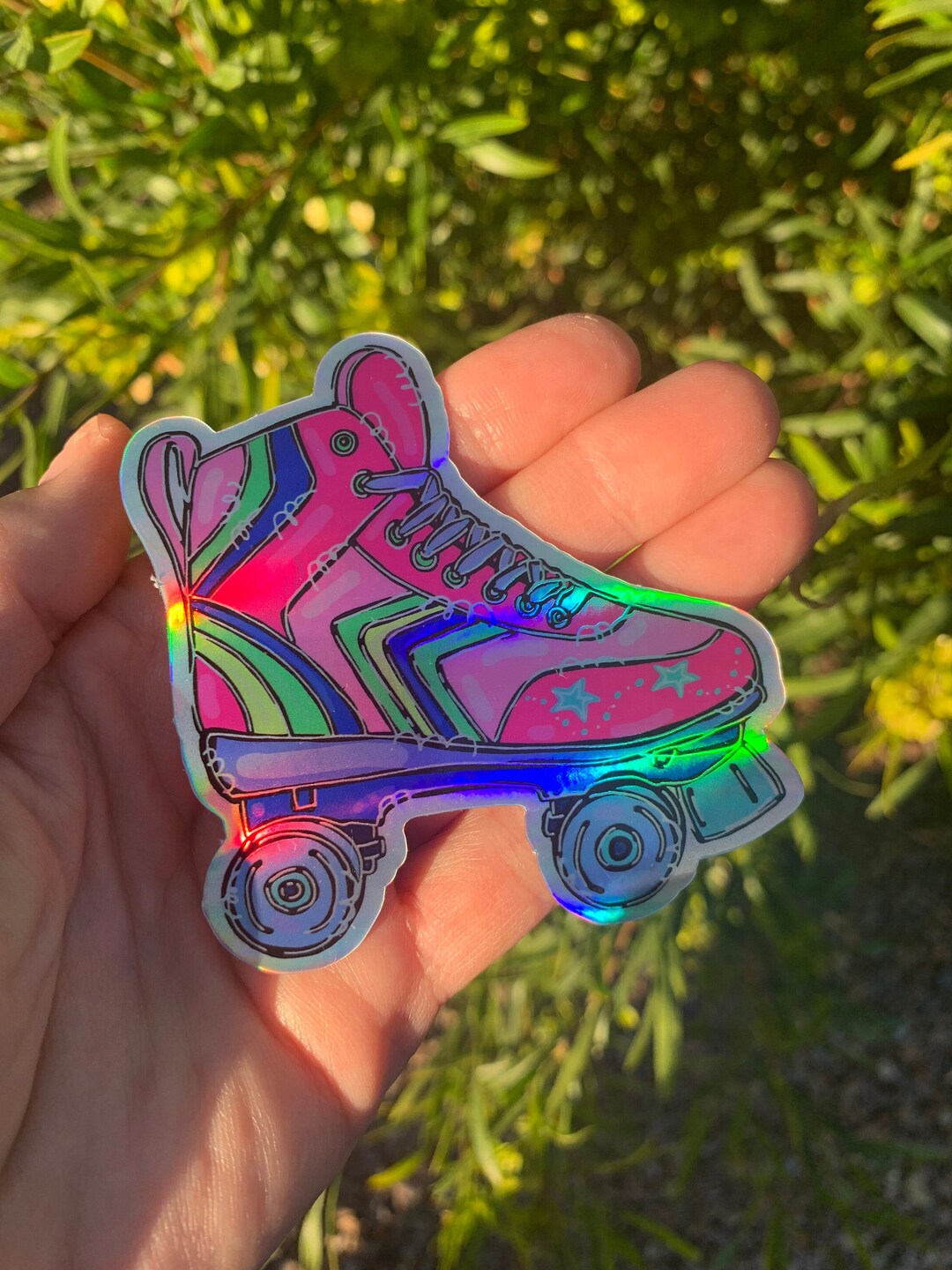 Holographic Vintage Roller Skate 80's Throwback Silver Rainbow ...