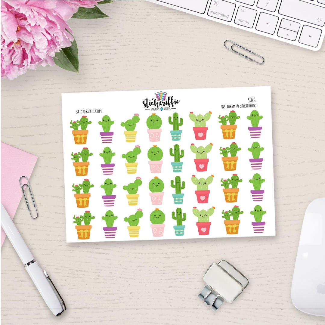 Kawaii Cactus Planner Stickers - Desert Cute Cacti - S026 - Etsy