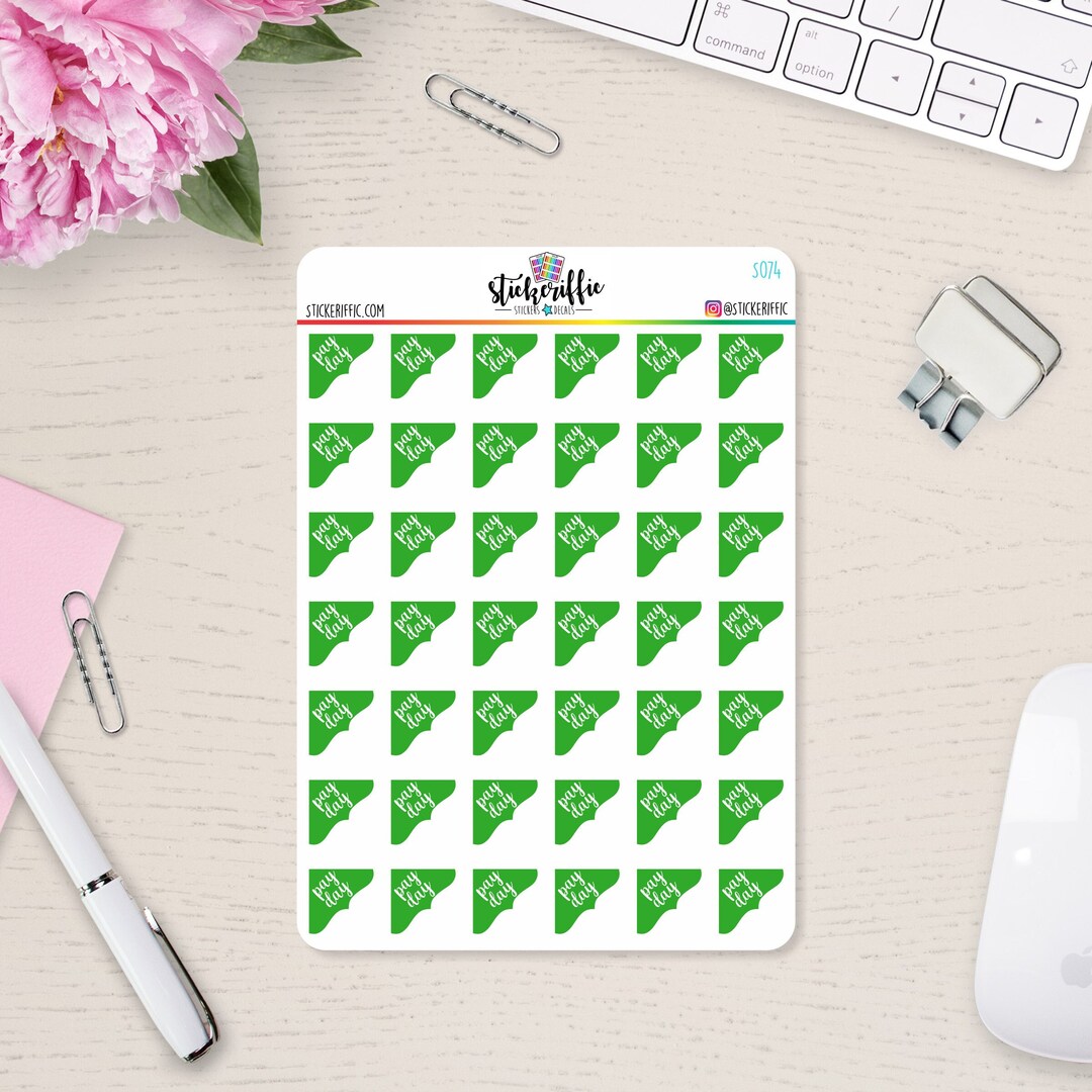 Pay Day Corner Vinyl Planner Stickers Payday Reminders Green - Etsy