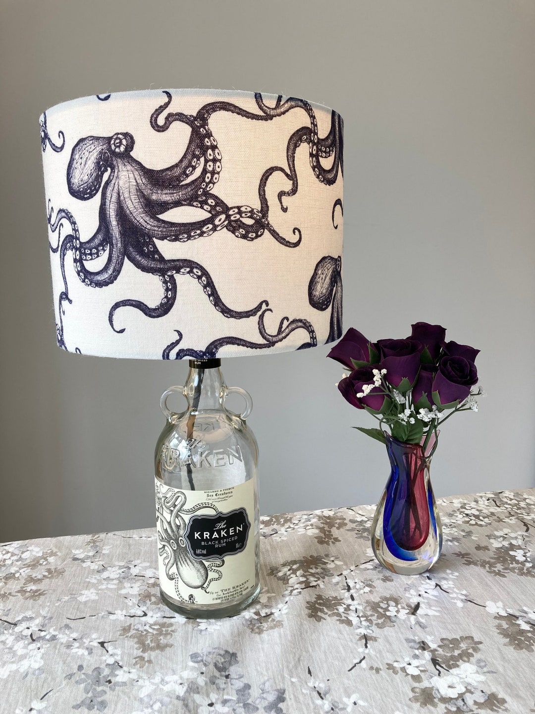 Upcycled Kraken Rum Bottle Lamp, Rum Lover's Gift, Octopus Lampshade ...