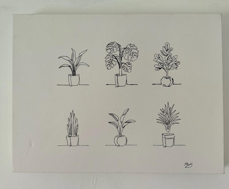 Line Drawing : Flower Pots - Etsy