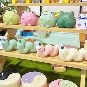 Smiley Worm Candle, Caterpillar Candle, Worm Decor, Cottagecore Decor ...