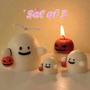 Halloween Ghost Candle Set, Ghost Candle, Spooky Candle, Halloween ...