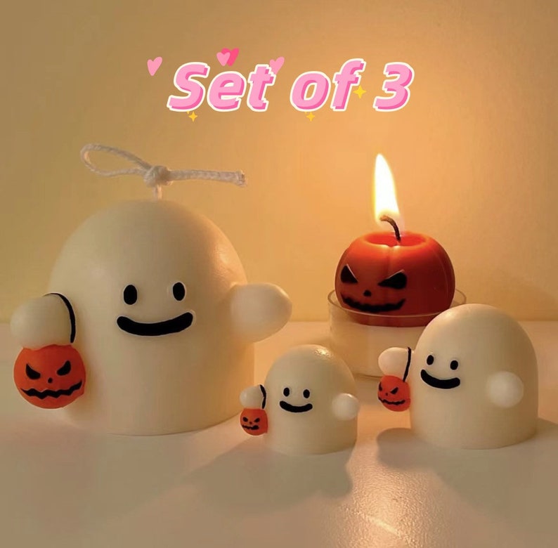 Halloween Ghost Candle Set, Ghost Candle, Spooky Candle, Halloween ...