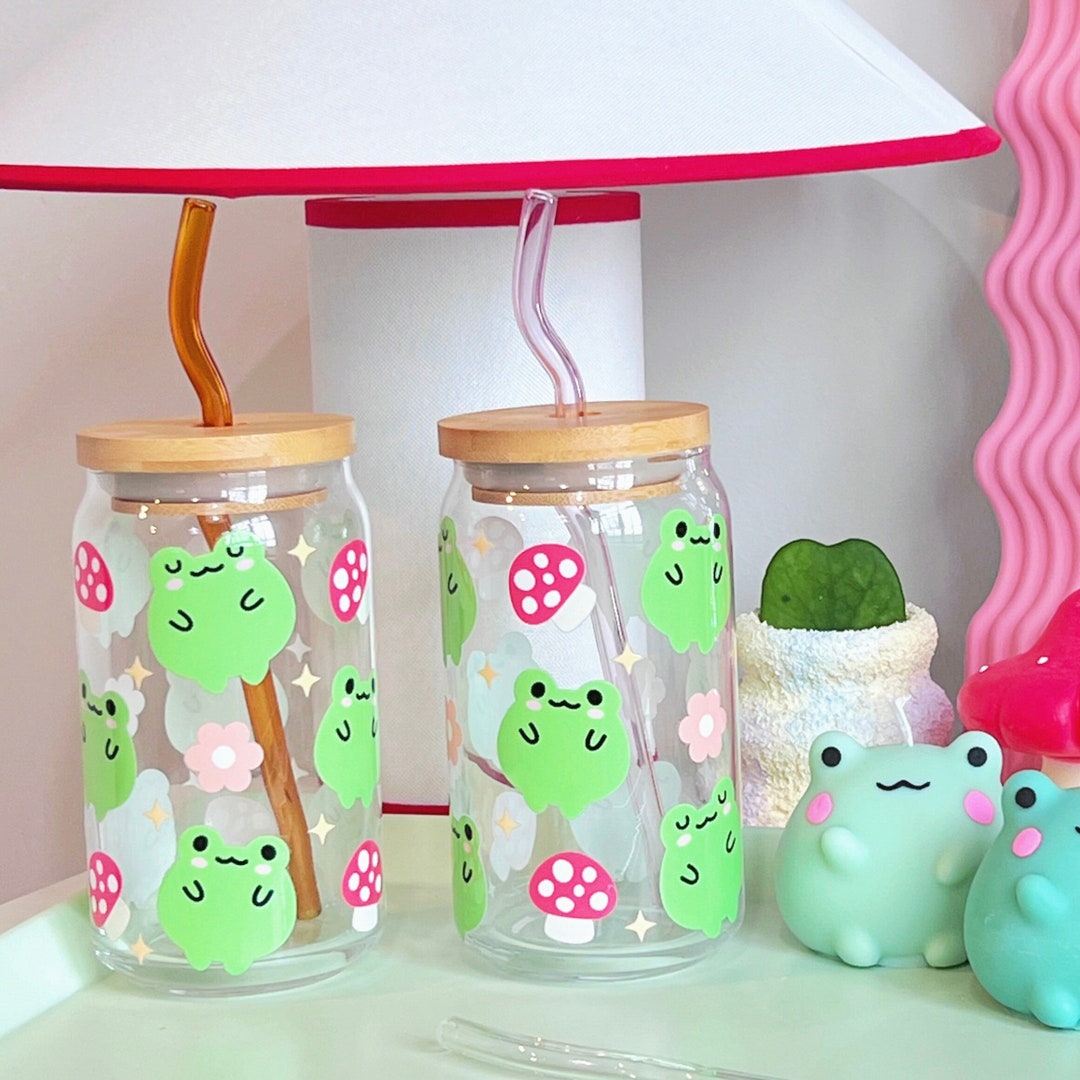 16oz Frog Glass Cup Set, Frog Gift, Chubby Frog, Gift for Frog Lover ...