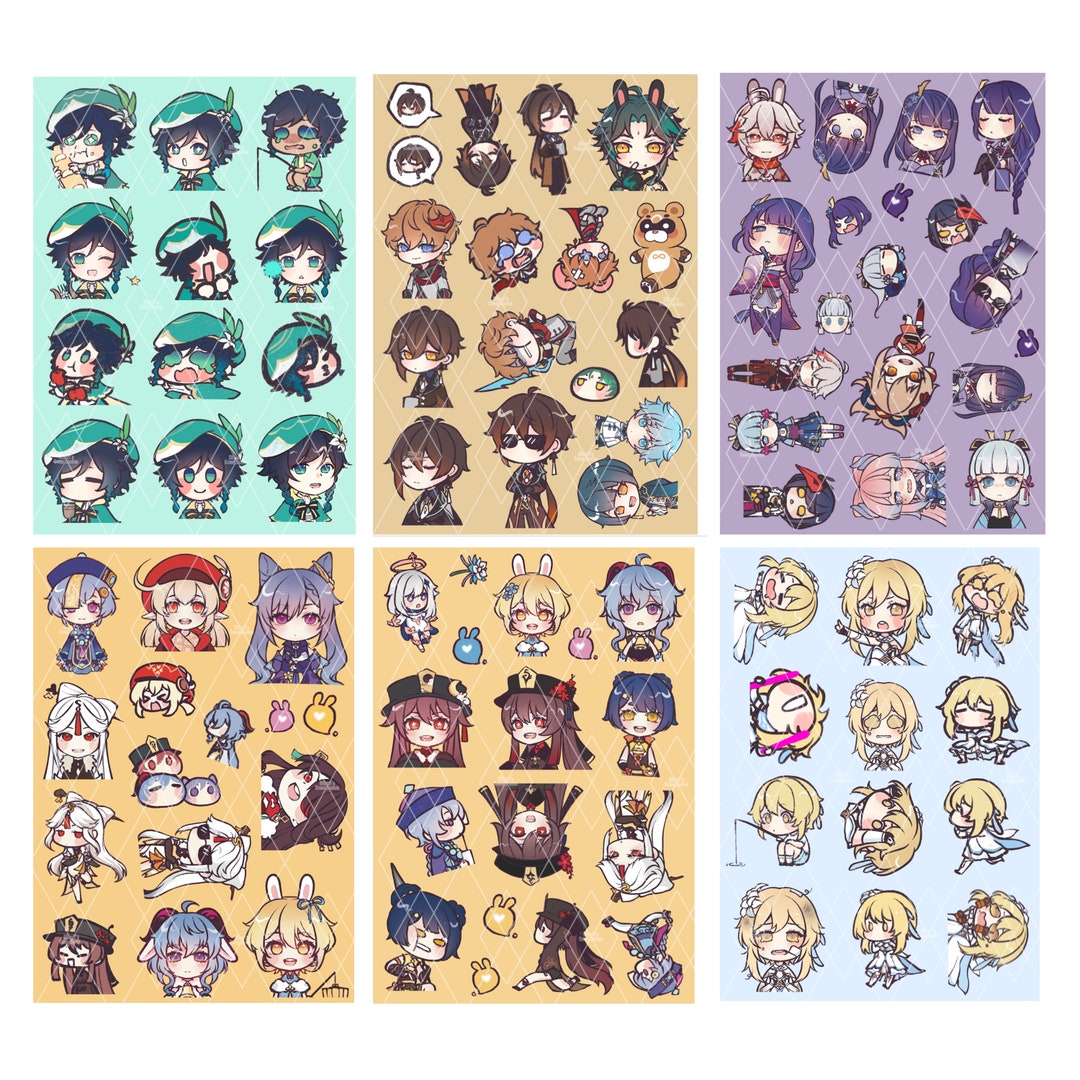 Hikari-genshin Impact Chibi Stickers Fullsheet Venti/baal/lumine ...