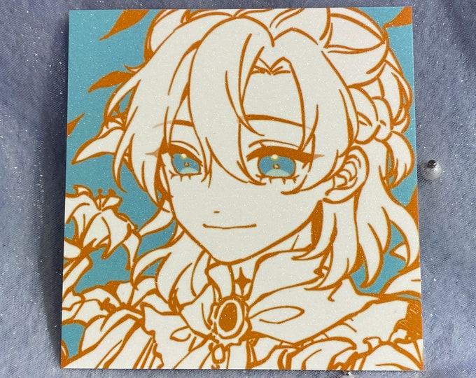 Hikari-genshin Impact 3x3 Albedo Portrait Kira Kira Sparkle Art Print ...