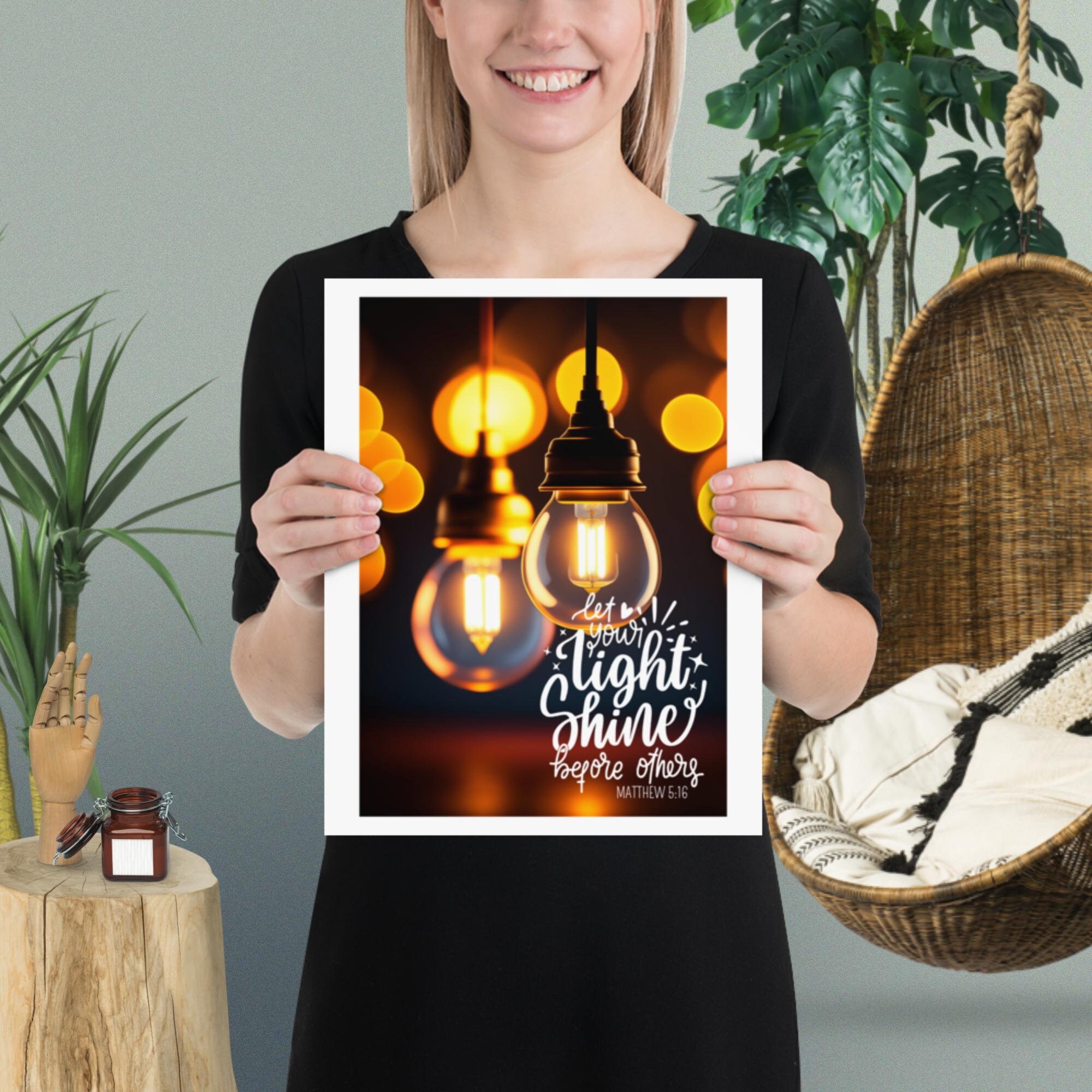 Let Your Light Shine Poster Matthew 5 16 Bible Verse Christian Home ...