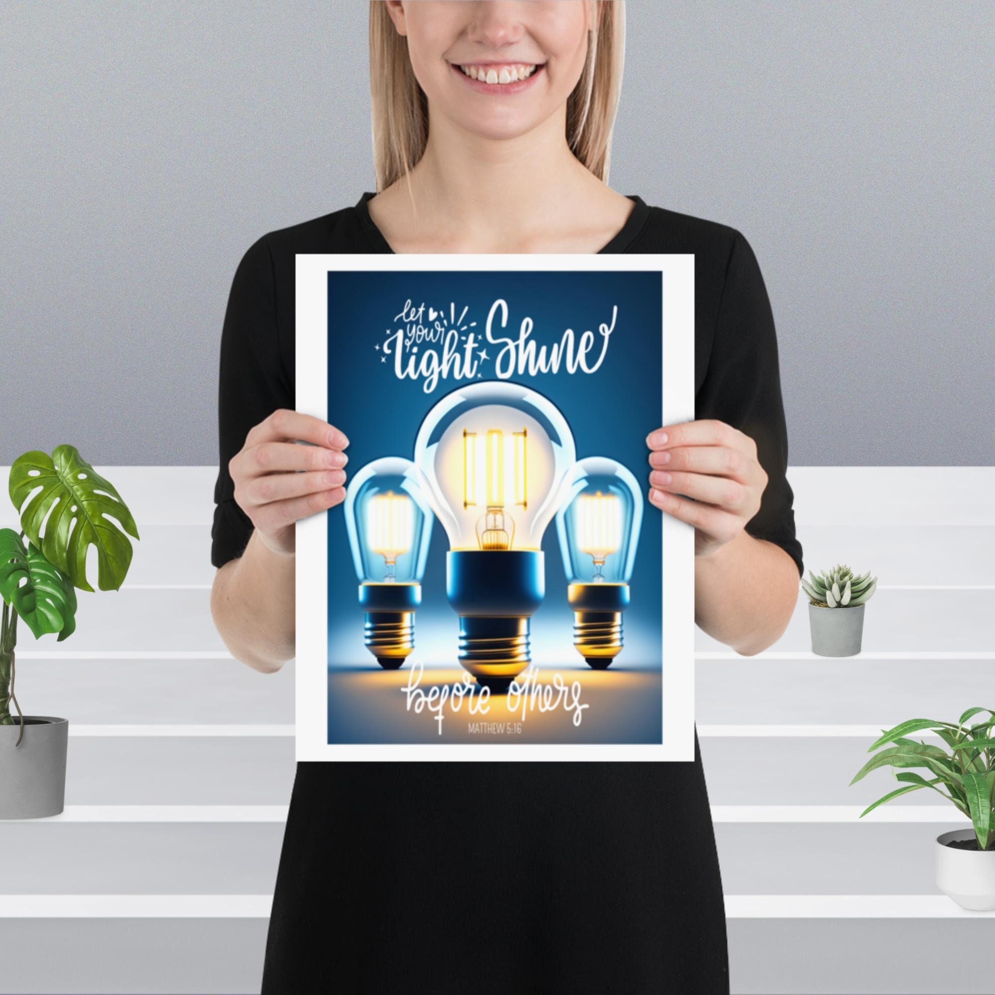 Let Your Light Shine Poster Matthew 5 16 Bible Verse Christian Home ...