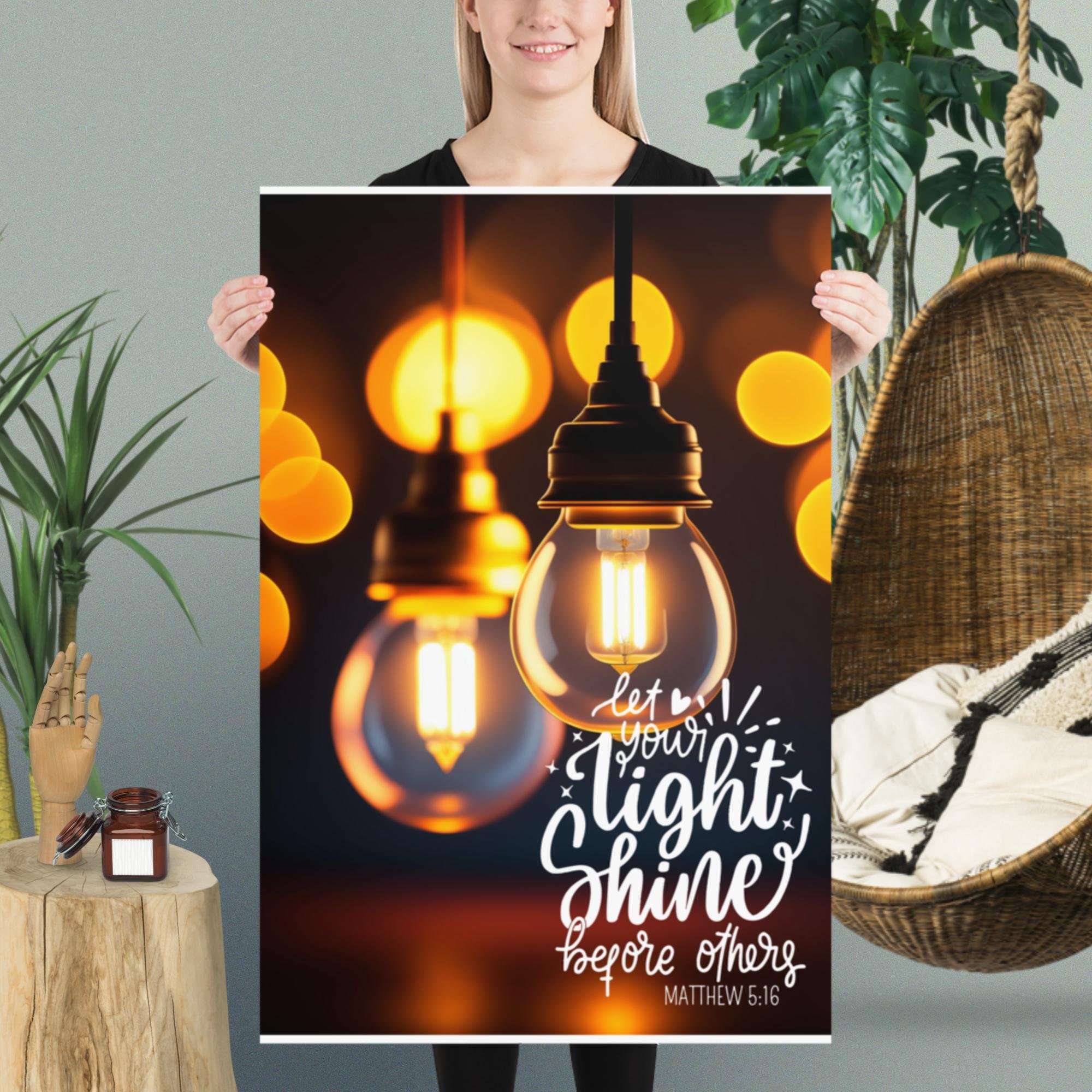 Let Your Light Shine Poster Matthew 5 16 Bible Verse Christian Home ...