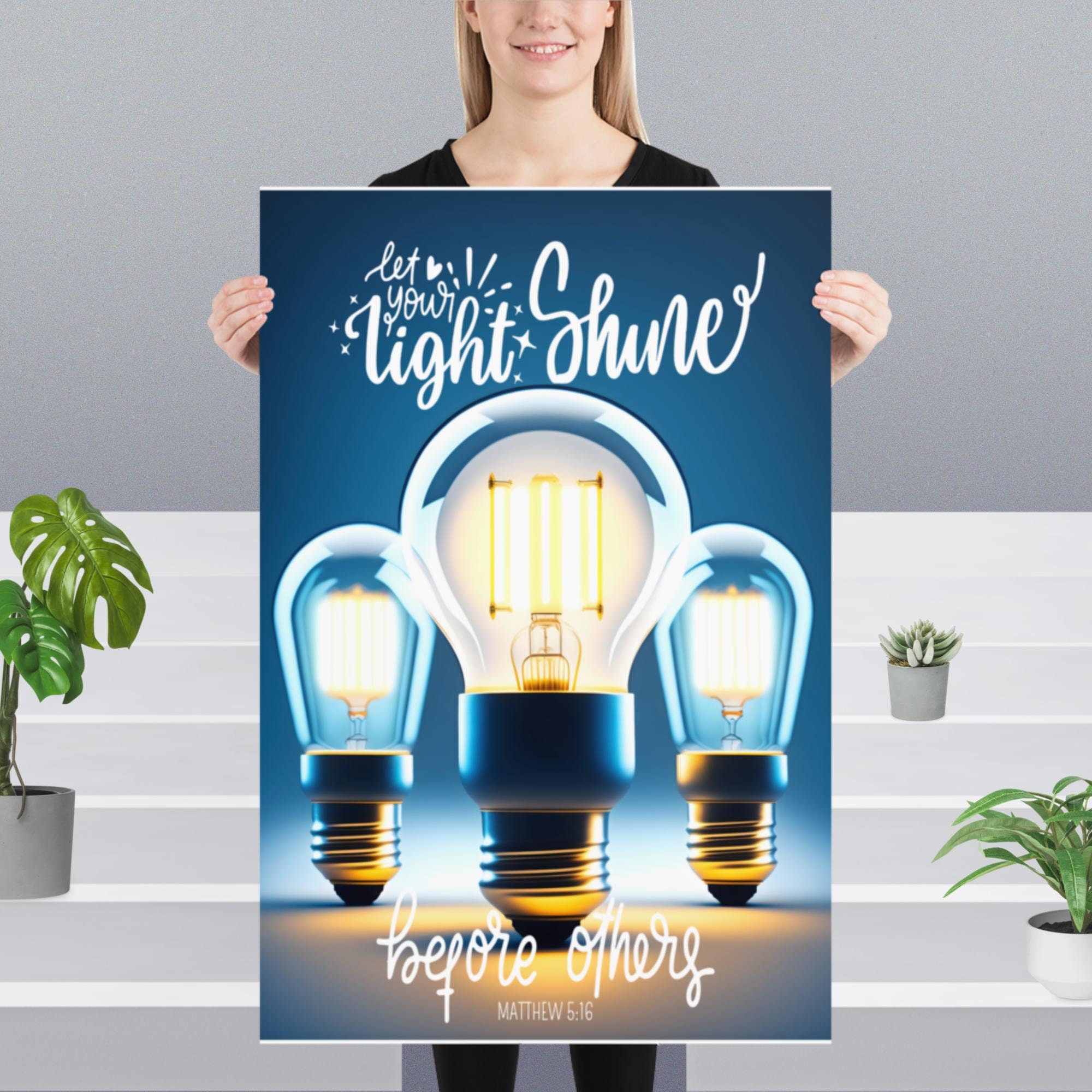 Let Your Light Shine Poster Matthew 5 16 Bible Verse Christian Home ...