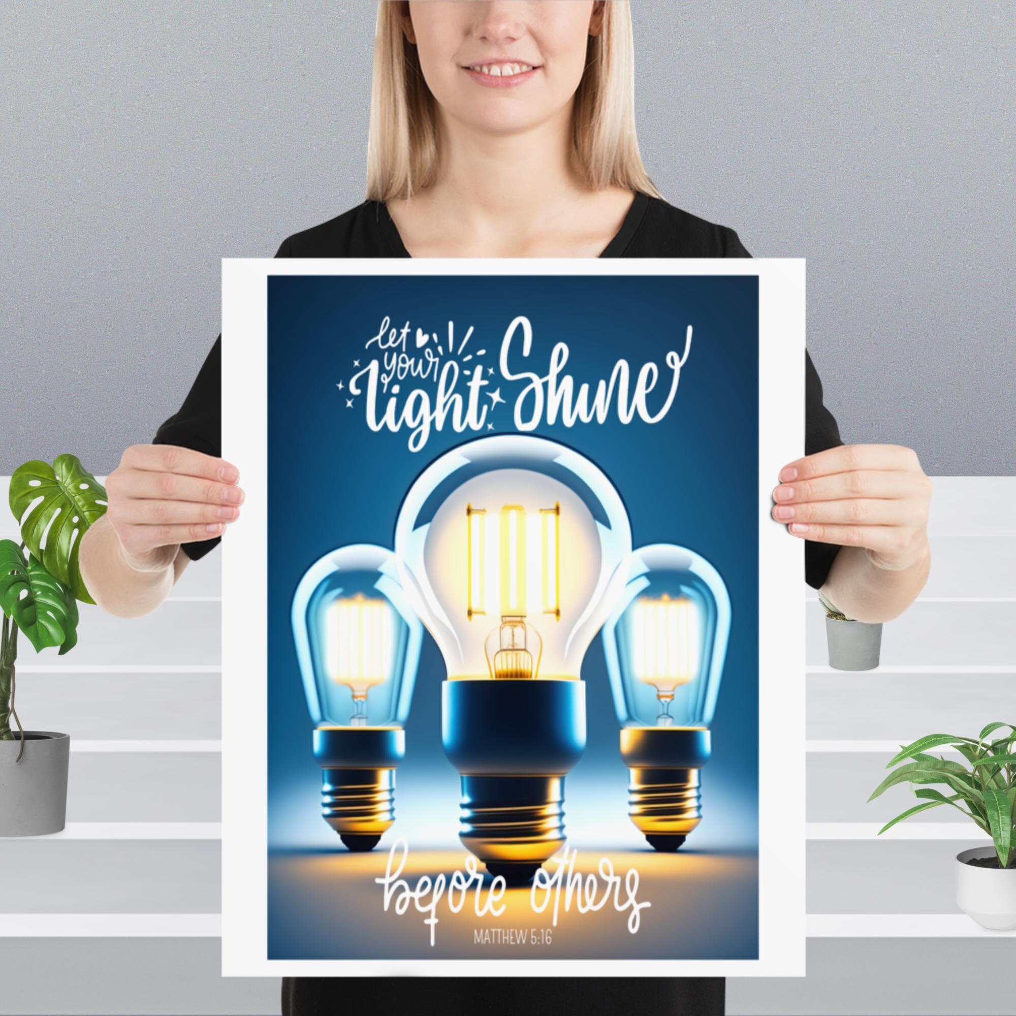 Let Your Light Shine Poster Matthew 5 16 Bible Verse Christian Home ...