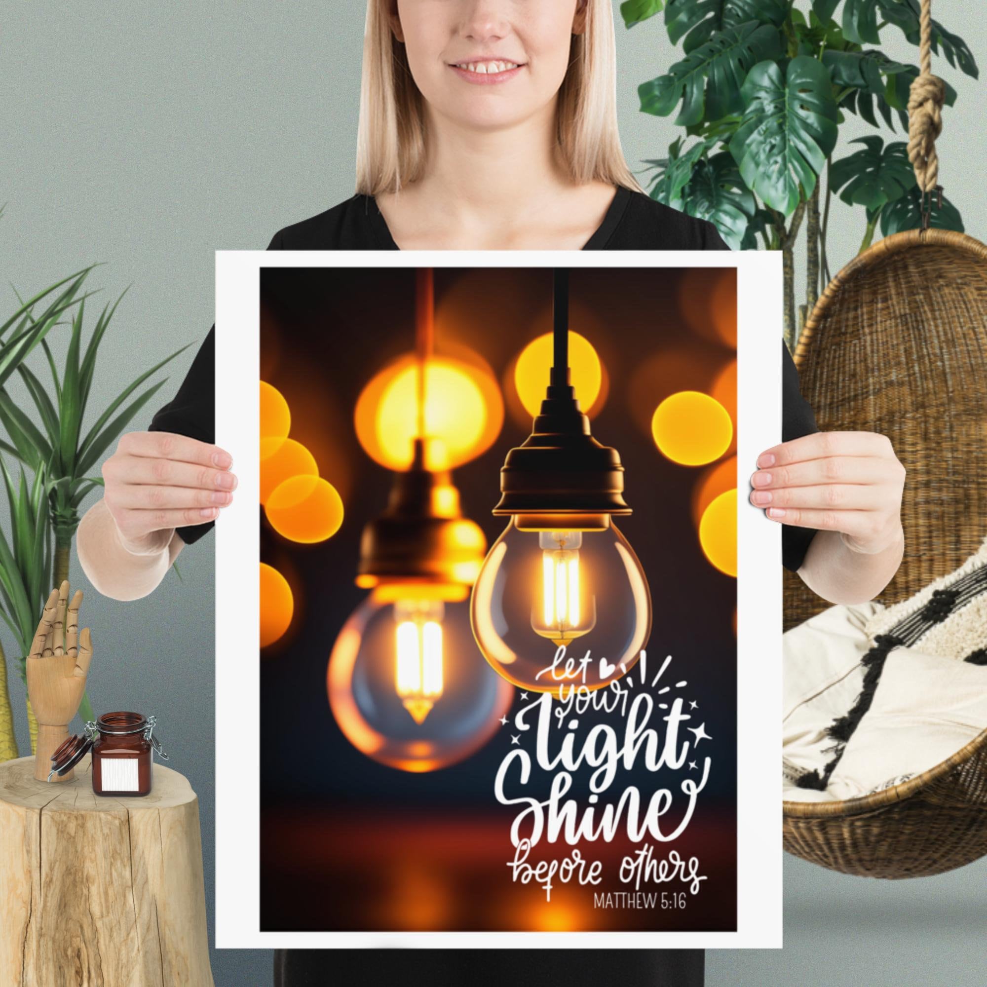 Let Your Light Shine Poster Matthew 5 16 Bible Verse Christian Home ...