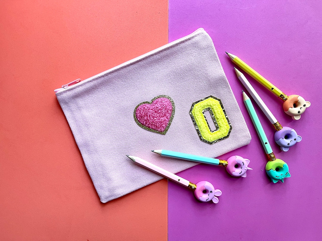 Bright Pink Heart Personalized Pencil Case With Initial - Monogram ...