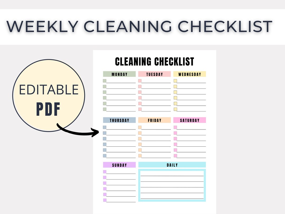Editable Chore Chart for Cleaning, Stay Organized for Back to School ...