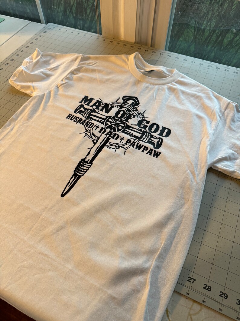 Man of God Husband Dad Paw Paw Shirt Cross With Thorn Crown Gift ...