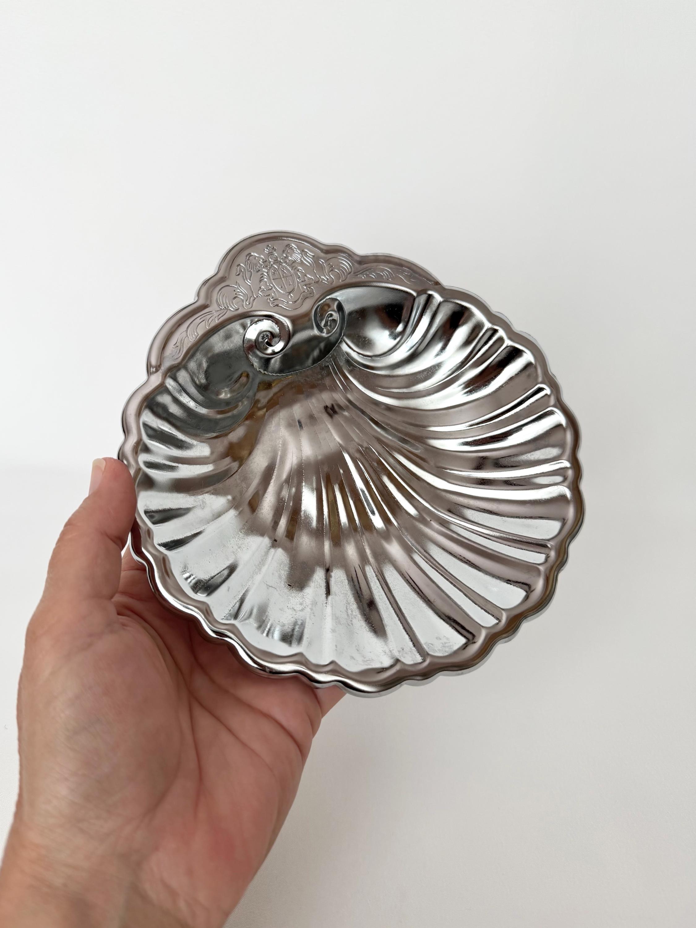 Silver Metal Clamshell Dish, Seashell Bowl, Shell Trinket Dish, Silver ...