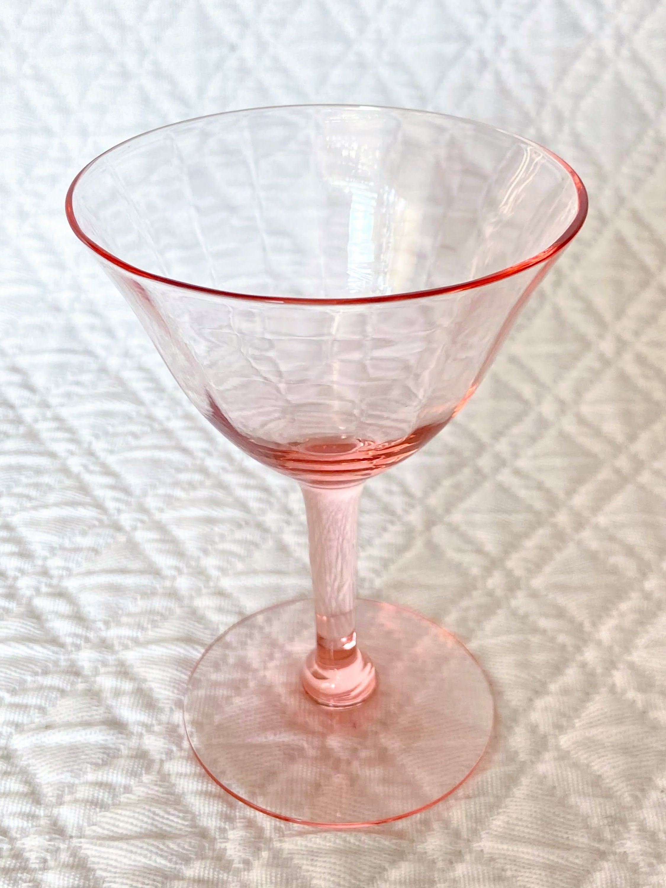 Pink Cocktail Glasses Small Coupes Blush Optic Paneled Depression Glass ...