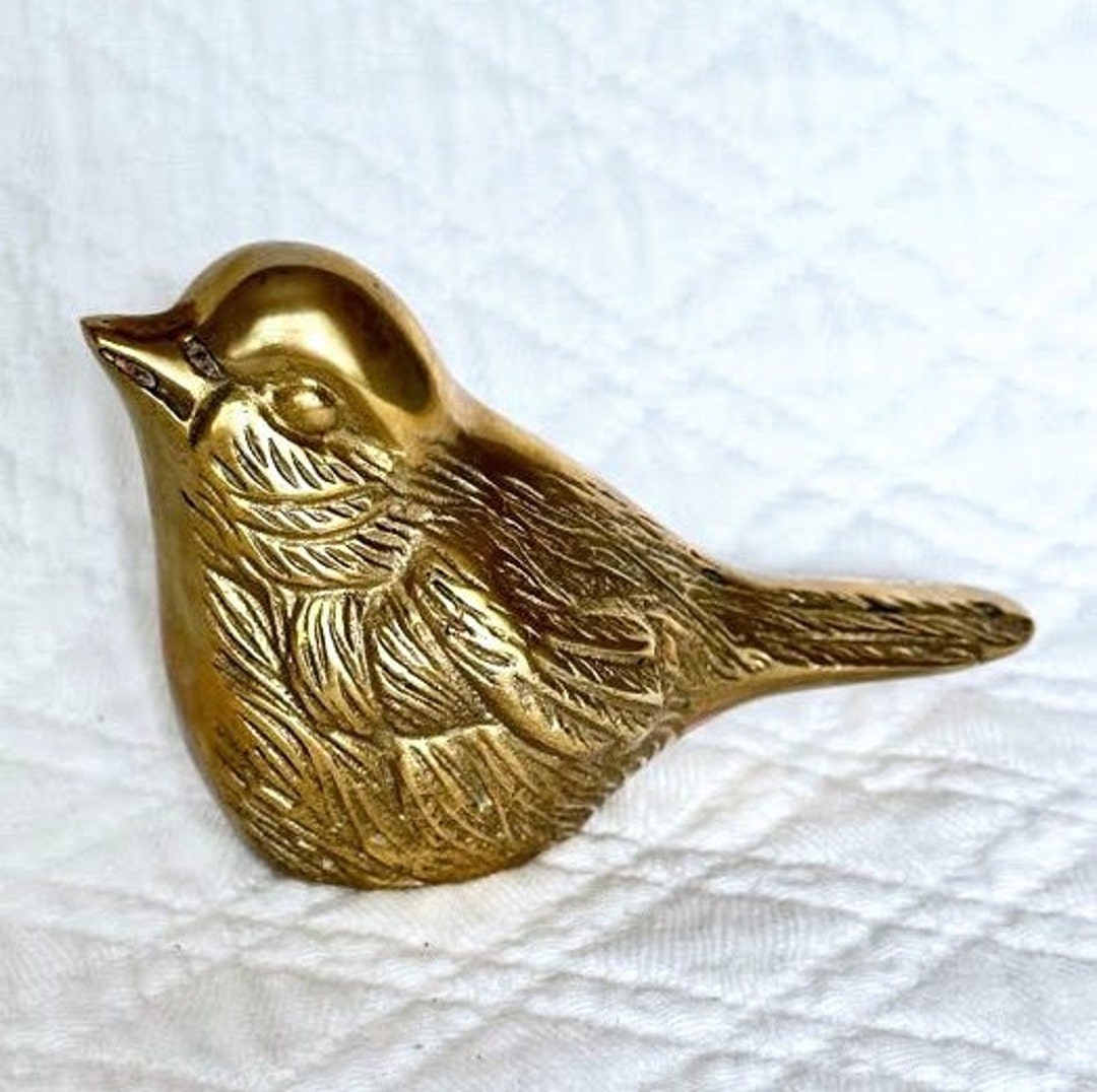 Brass Bird Figurine Sculpture Bird Paperweight Vintage Brass Statue ...