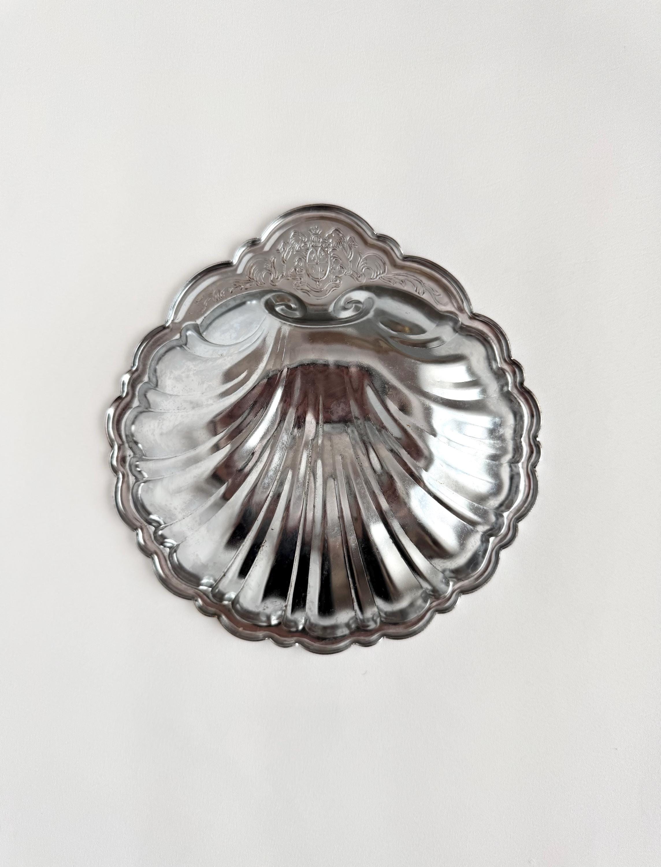 Silver Metal Clamshell Dish, Seashell Bowl, Shell Trinket Dish, Silver ...