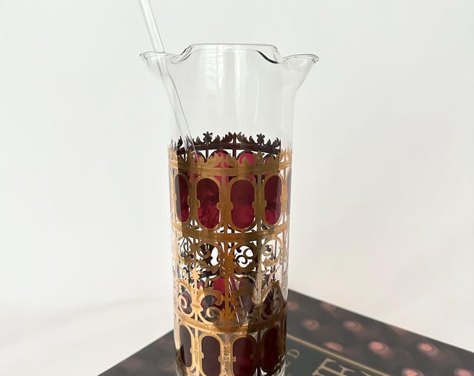 Vintage Culver Martini Pitcher: 22KT Gold Valencia Barware, MCM ...