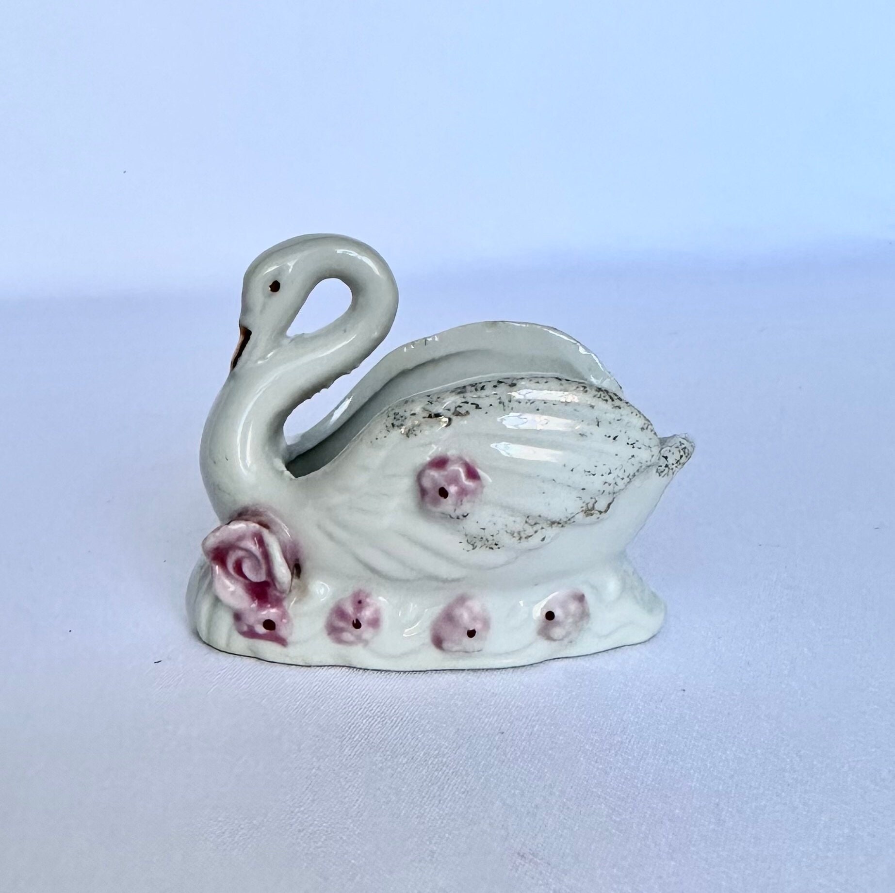 Ceramic Swan Dish Cache Pot Small Ceramic Swan Match Holder Tiny Swan ...