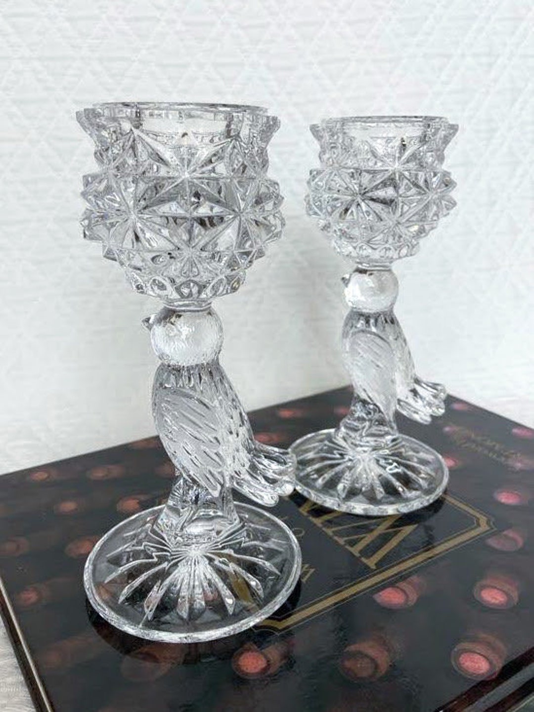 Crystal Candlesticks Bird Candleholders Heavy Cut Crystal - Etsy