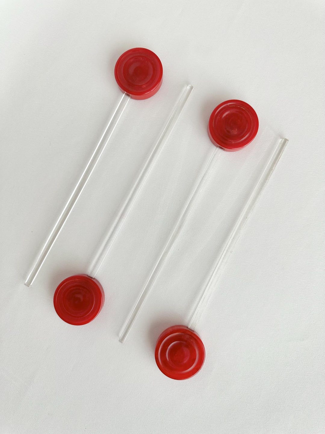 Vintage Cherry Red Bakelite Lollipop Swizzle Sticks: Mid Century ...